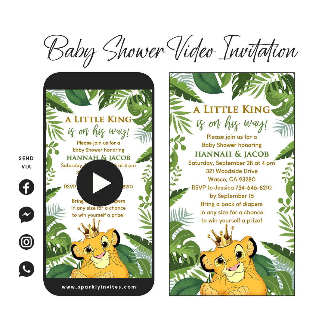 Lion King Simba Baby Shower Video Invitation – Sparkly Invites