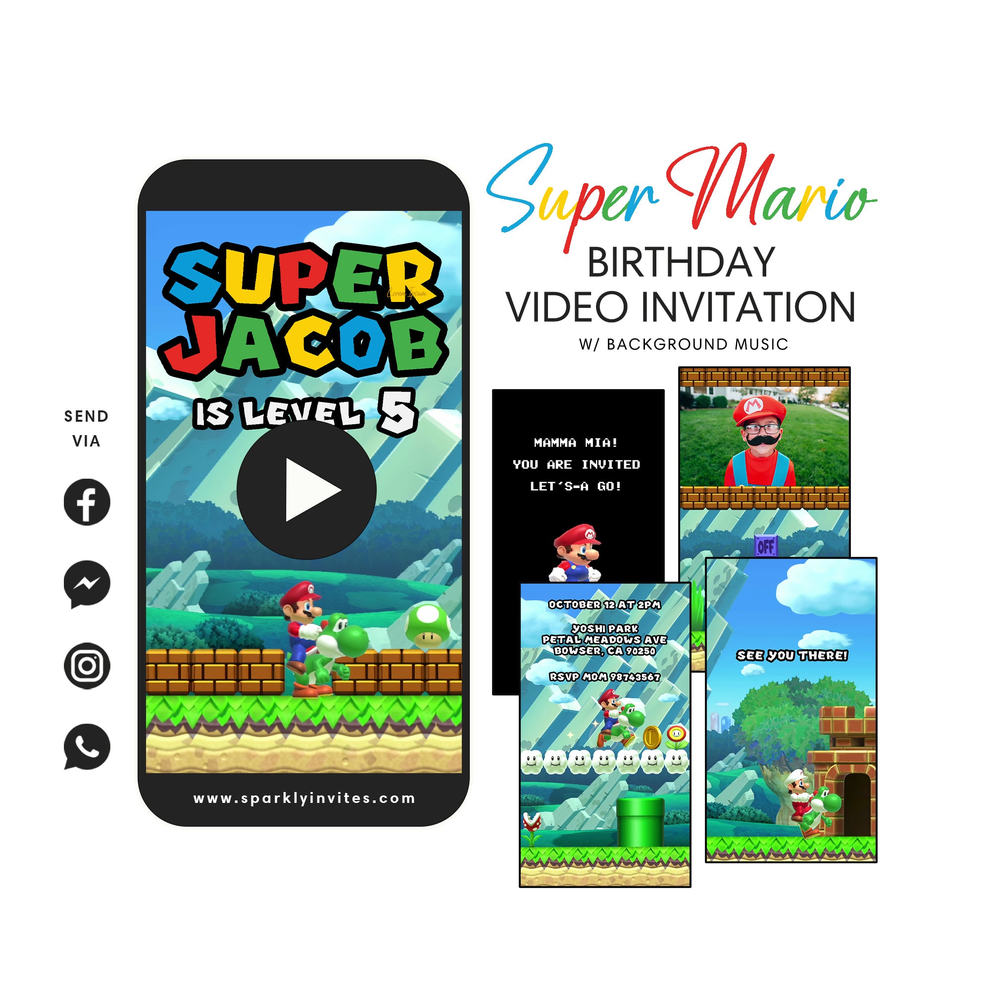 Super Mario Classic Video Invitation – Sparkly Invites